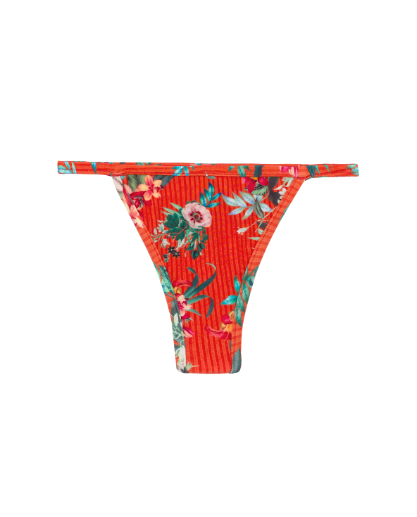 Red Floral Fixed Brazilian Bikini Bottom Bottom Wildflowers California ...