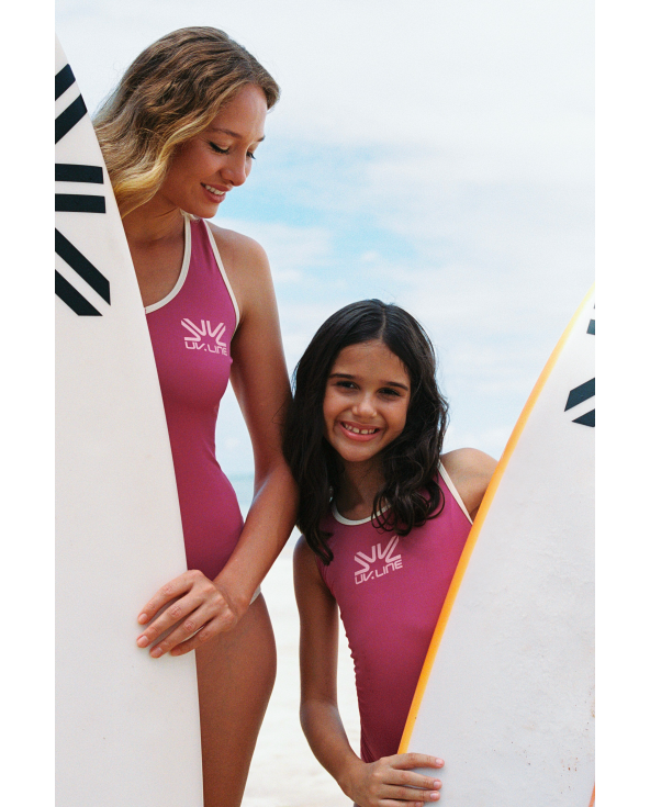 Girl's One-Piece Swimwear Swimsuit Girl Marcela Fuchsia White Upf50+ - Brand UV Line
