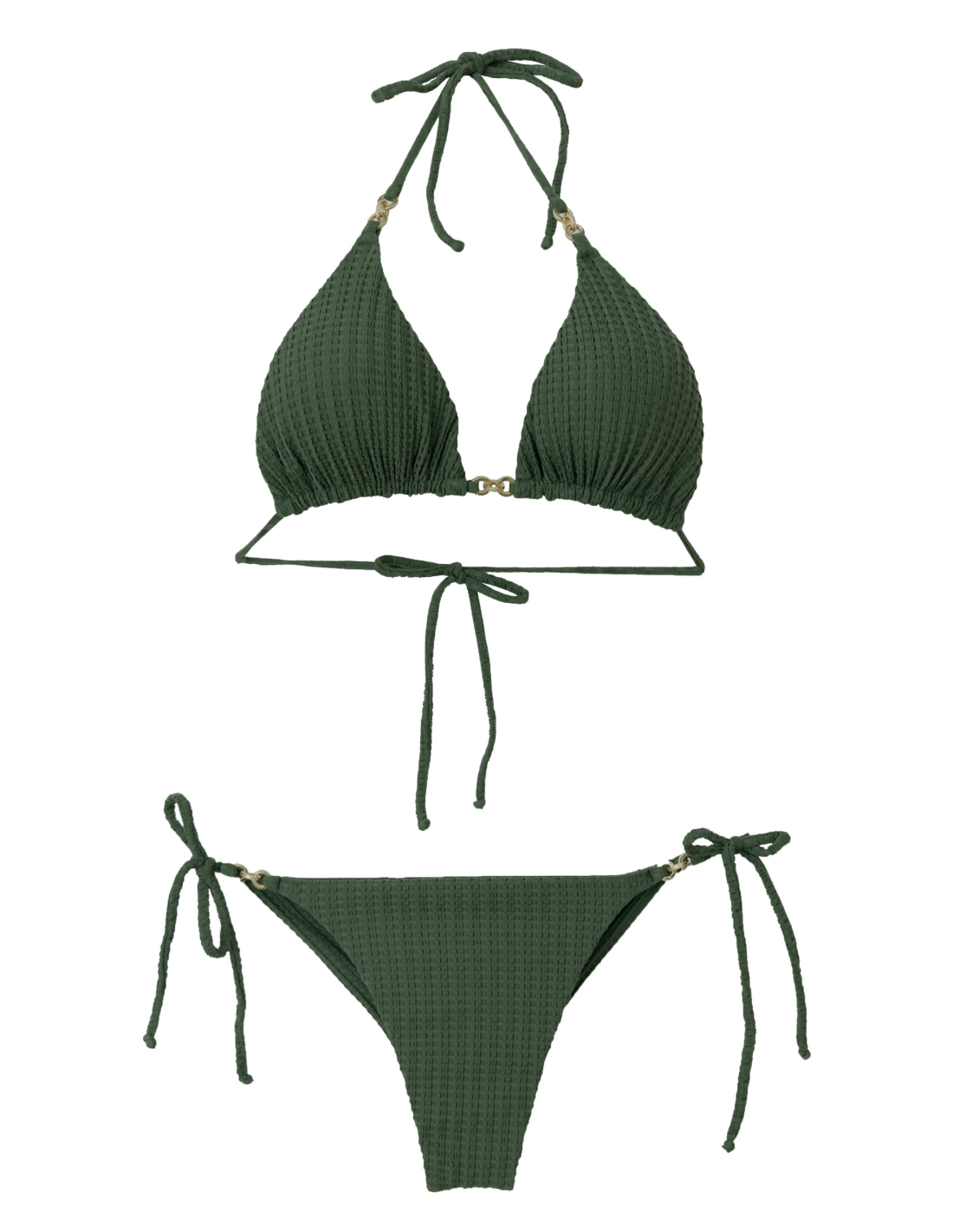 Two Piece Swimwear Bikini Tiny Rings Olive - Brand Despi